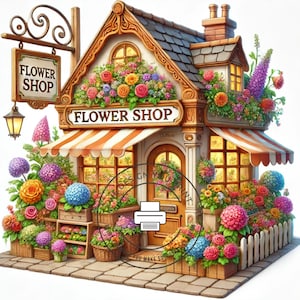10 Flower Shop Clip Art Set, High Quality 300 DPI JPG White Background ...