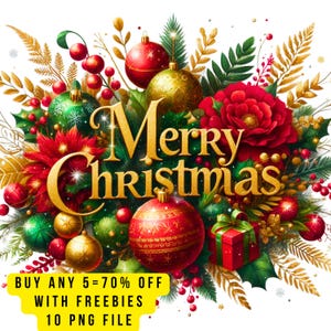 10 Merry Christmas Red Decoration Clipart PNG, Christmas Holiday Season ...