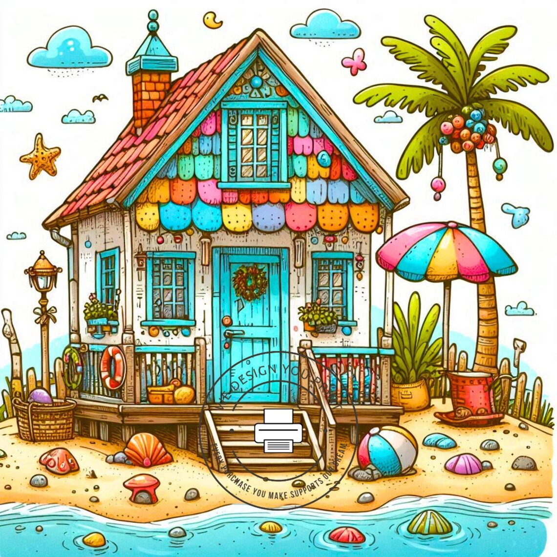 10 Tropical Beach House Clipart, Summer Cottage Clip Art, Fun Vacation ...