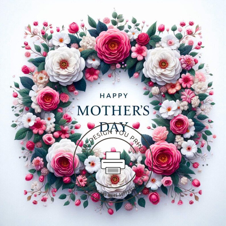 10 Mothers Day Floral Wreath Clipart JPG | Happy Mothers Day PNG ...