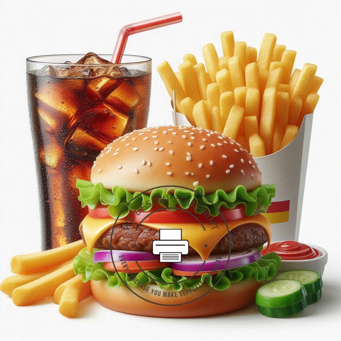 10 Fast Food Clipart Set PNG, Burger Fries and Soda Clipart, Food ...