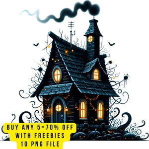 10 Haunted House Halloween PNG Clipart, Black House Spooky Gothic ...