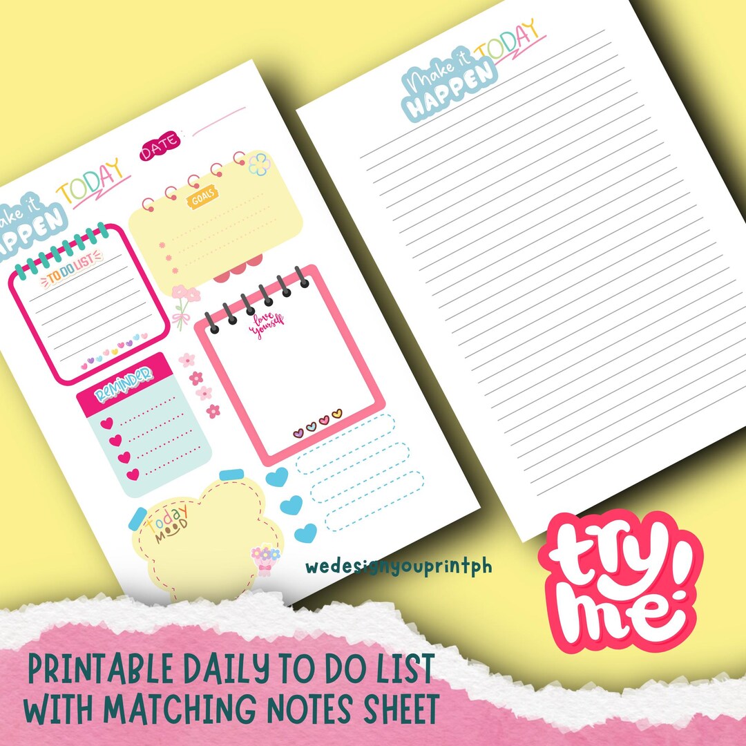 Lista de tareas imprimible / Planificador diario en PDF / Hoja de ...