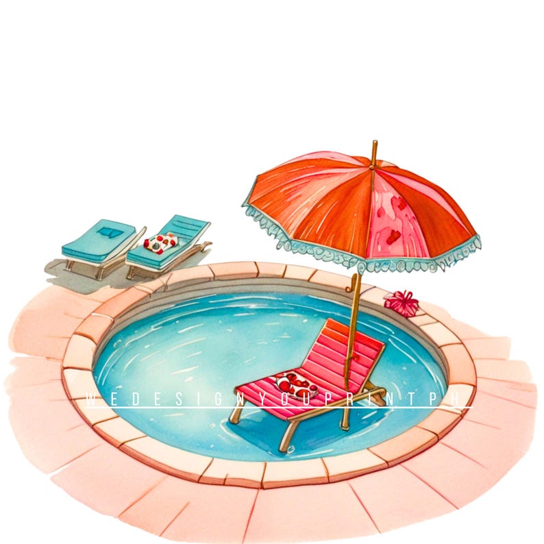 20 Summer Pool Party Clipart, Summer Swimming Pool Clipart, Summer ...