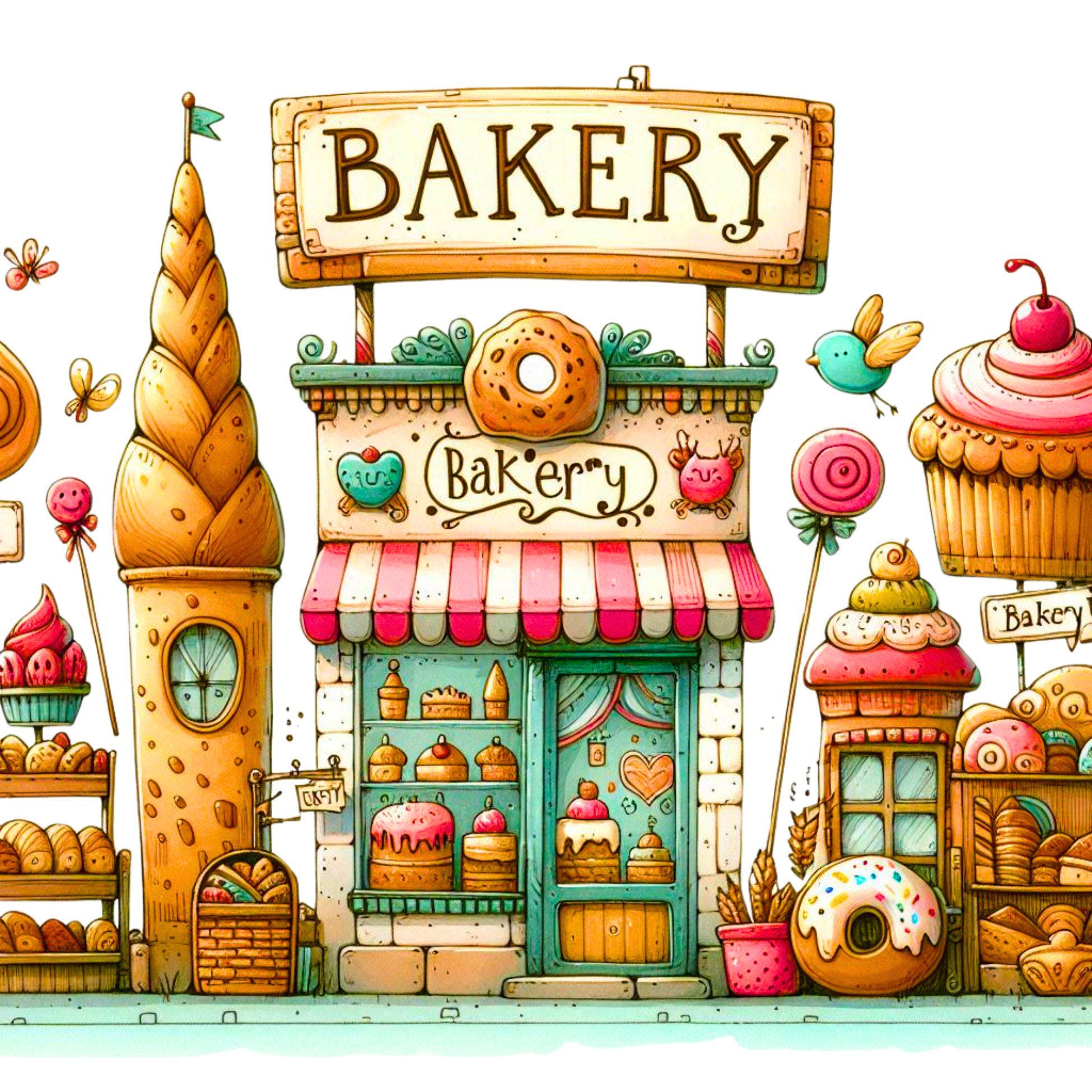 10 Colorful Bakery Storefront Clipart PNG Transparent, Cute Cafe Bakery ...
