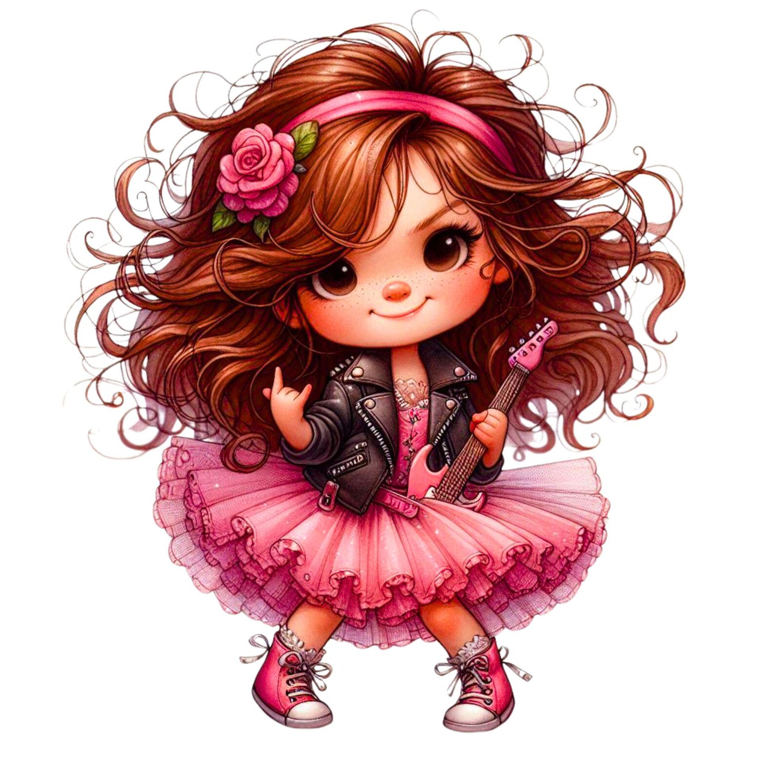 Rockstar Quirky Girl Clip Art PNG Transparent, Clip Art Set Cute Music ...