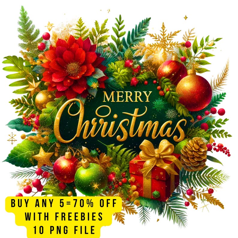 10 Merry Christmas Red Decoration Clipart PNG, Christmas Holiday Season ...