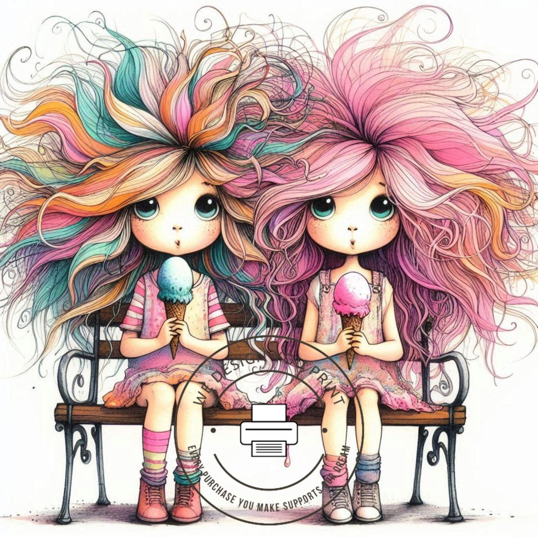 Quirky Girl Best Friends Clip Art Set of 10 | Girl Best Friends Clip ...