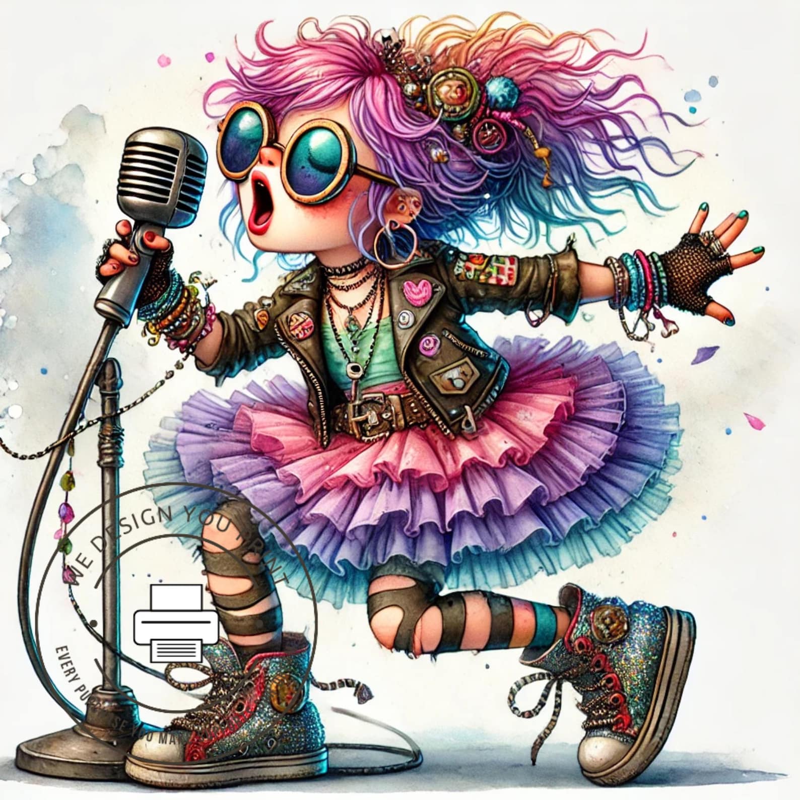Rockstar Quirky Girl Clip Art Bundle | Clip Art Set Cute Music Star ...