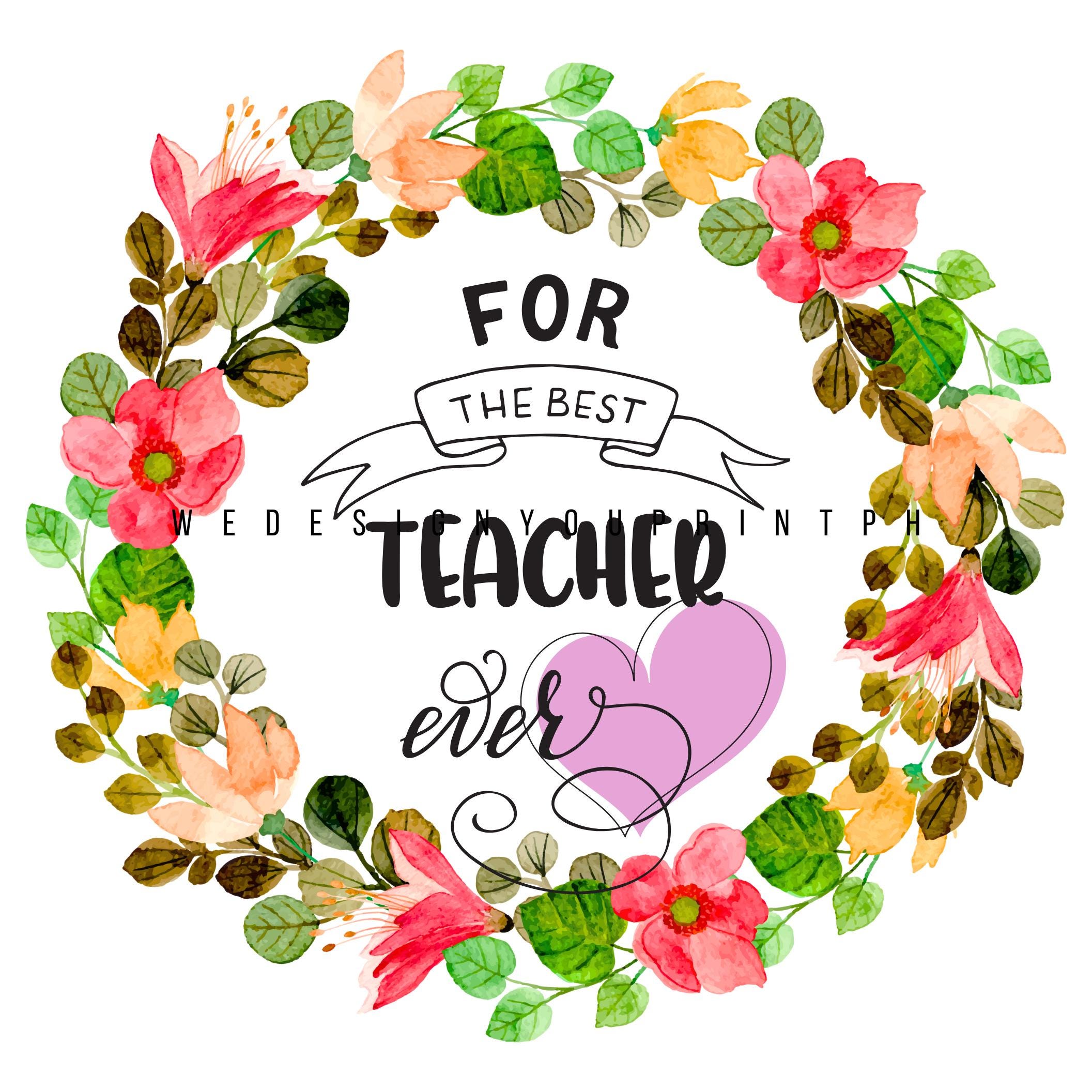 10 Best Teacher Floral Wreath Clipart PNG Transparent, Teachers Day ...