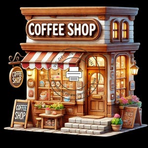 10 Coffee Shop Clip Art Set, High Quality 300 DPI PNG Transparent ...