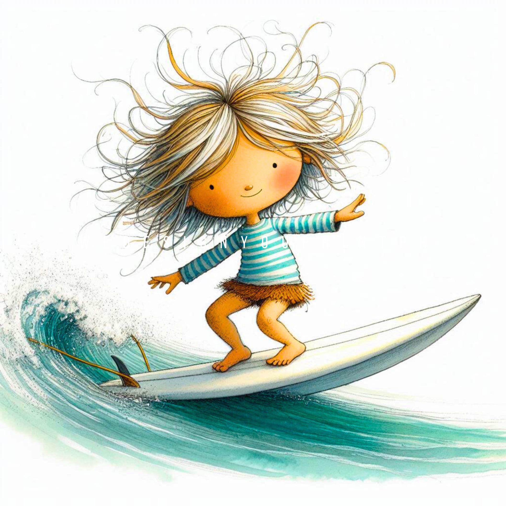 10 Boho Surfer Girl Clipart JPG, Whimsical Beach Girl Clip Art, Coastal ...