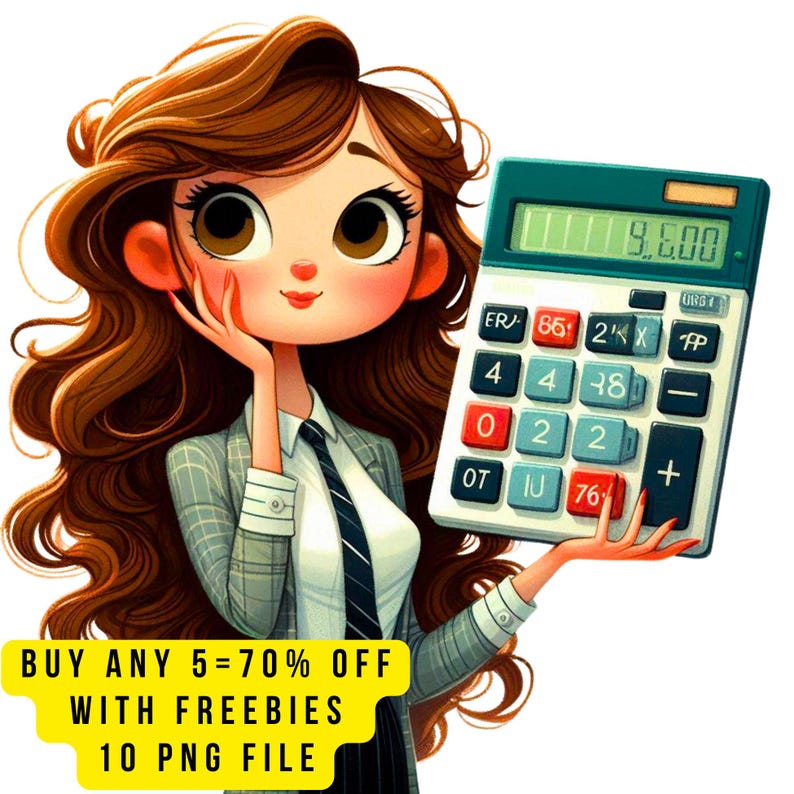 10 Cute Accountant Girl Clipart PNG, Teacher Office Planner Clip Art ...
