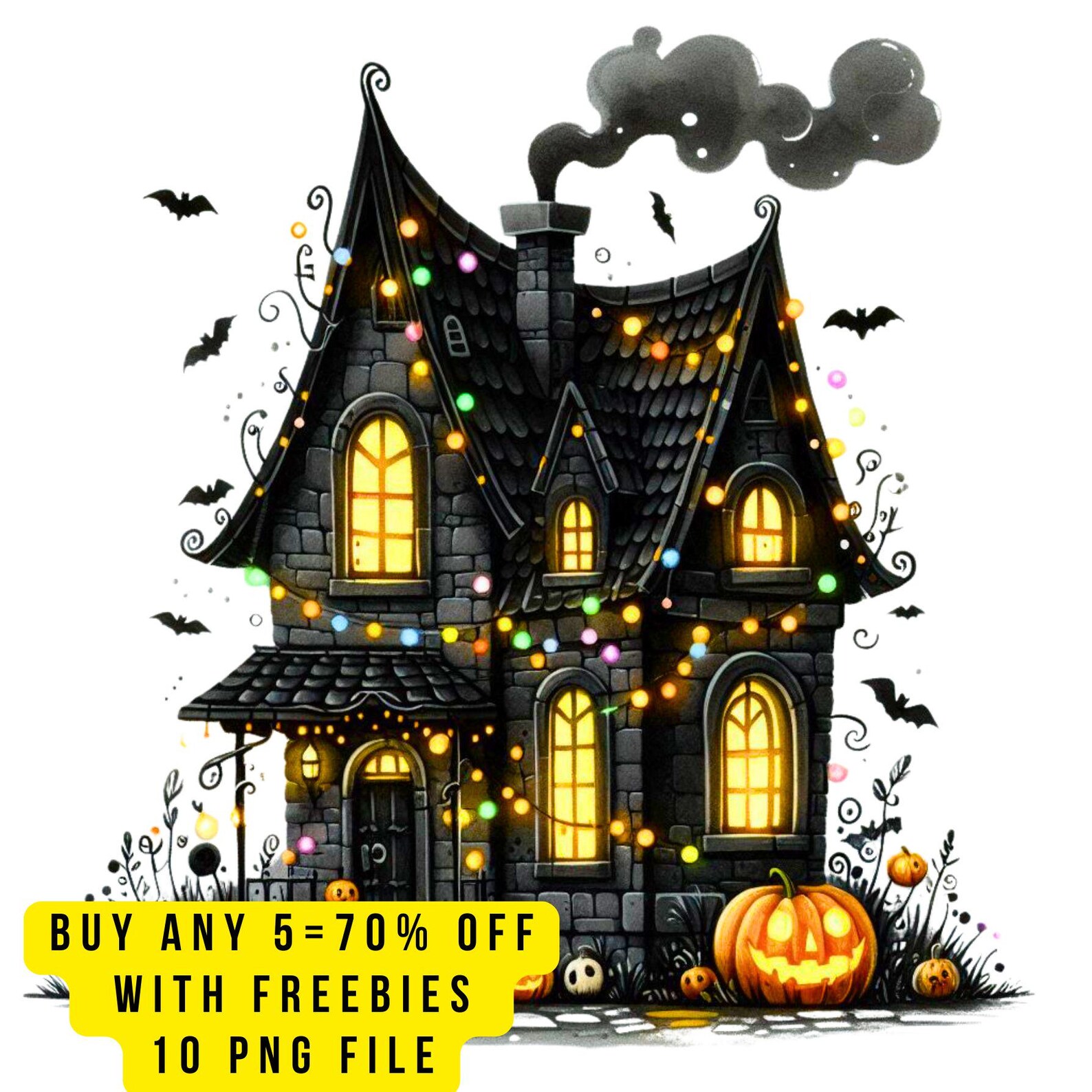 10 Haunted House Halloween PNG Clipart, Black House Spooky Gothic ...