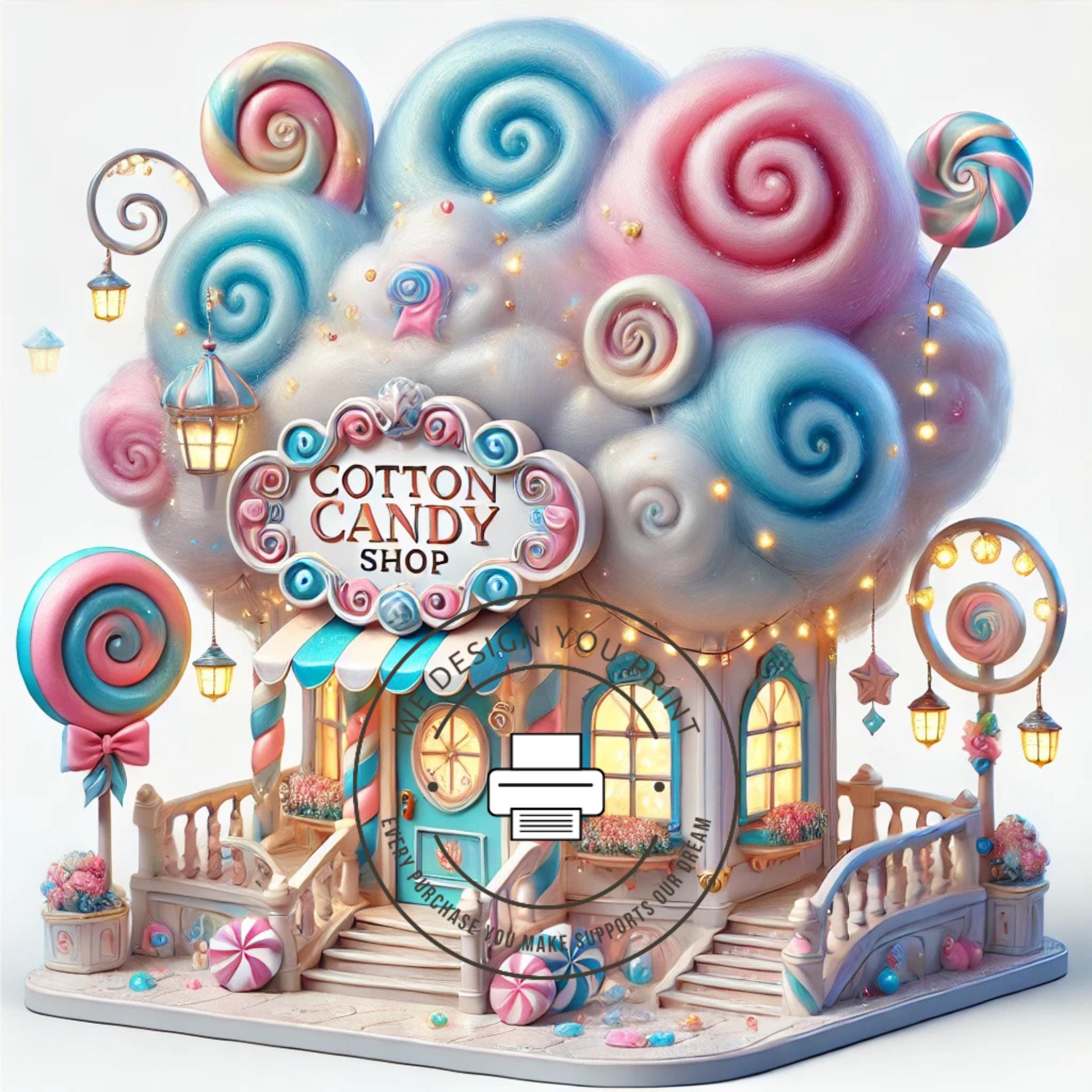 10 Cotton Candy Shop Clipart JPG, Cute Candy Store, Pastel Candyland ...