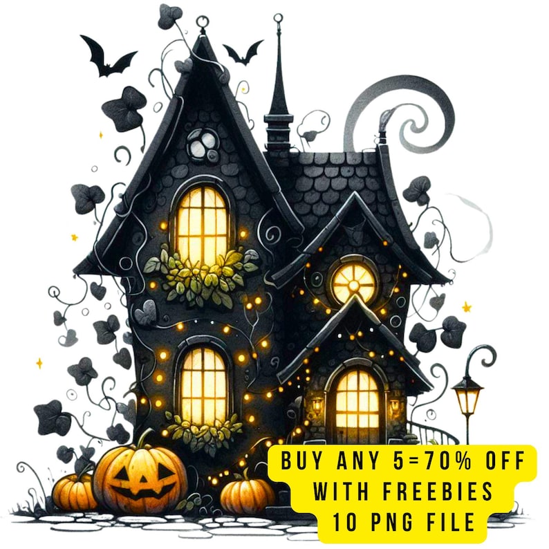 10 Haunted House Halloween PNG Clipart, Black House Spooky Gothic ...