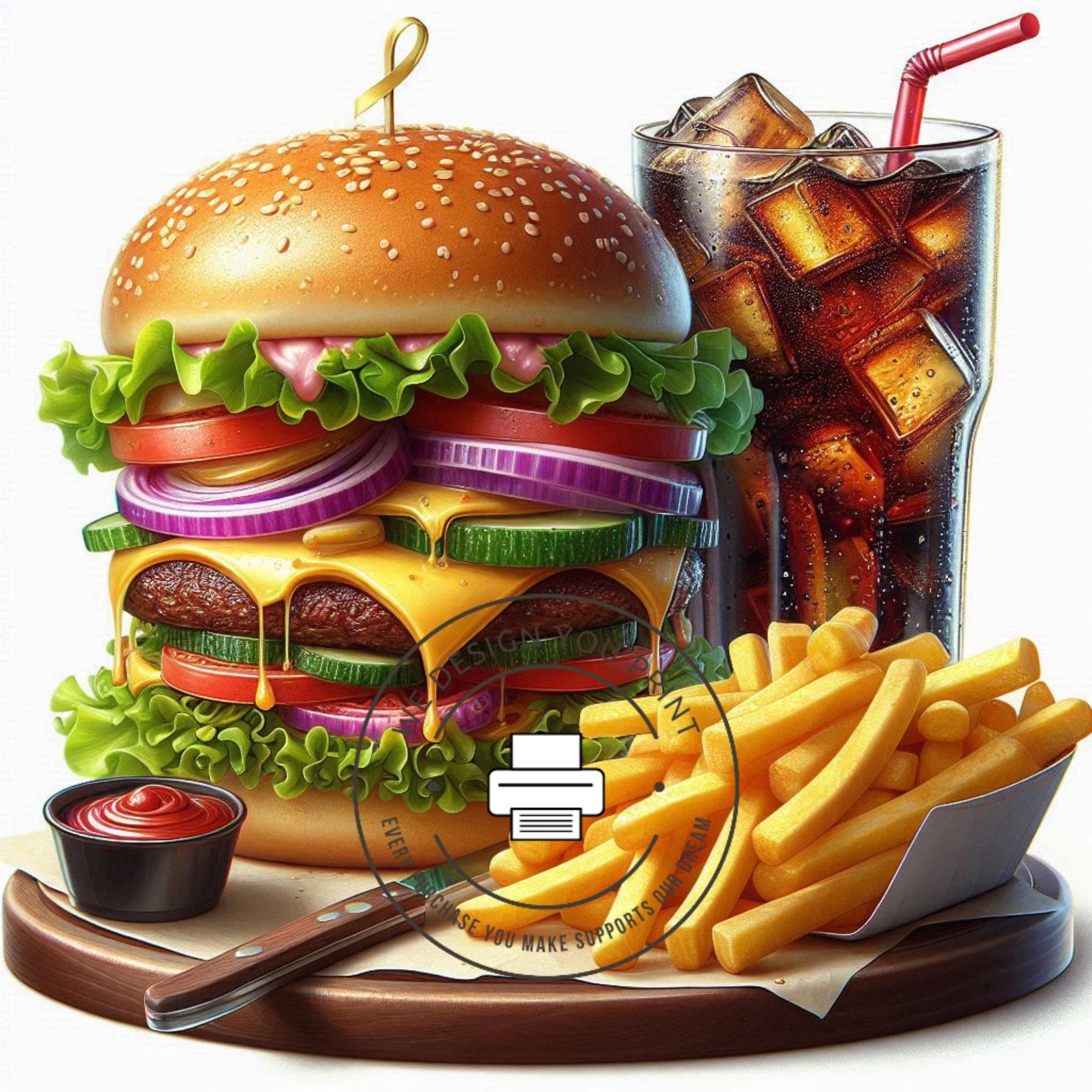 10 Fast Food Clipart Set PNG, Burger Fries and Soda Clipart, Food ...