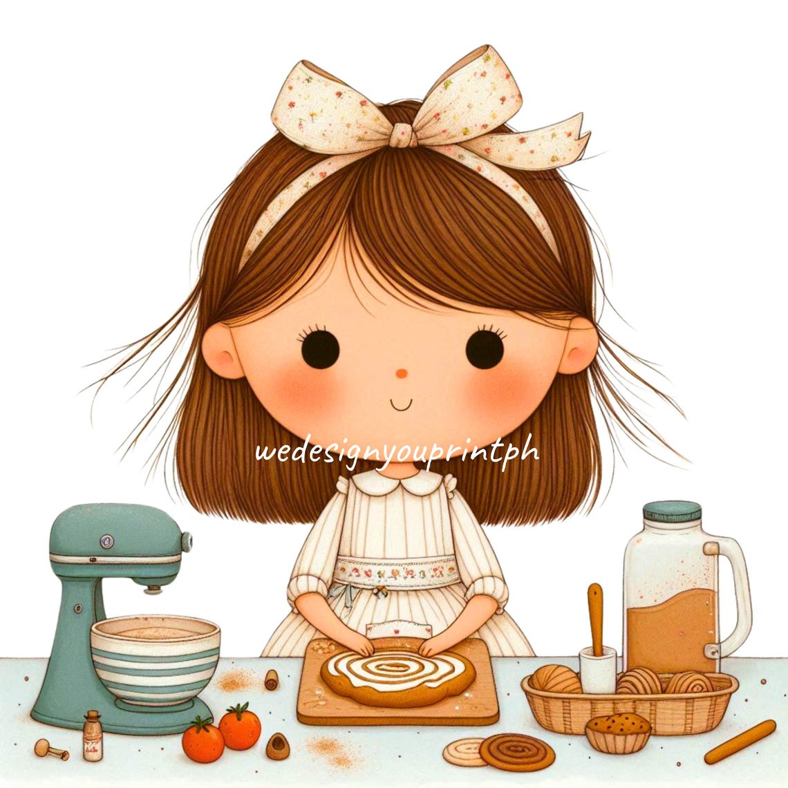 10 Cute Girl Baker Baking Clipart, Cute Chef Girl, Colorful Kitchen ...