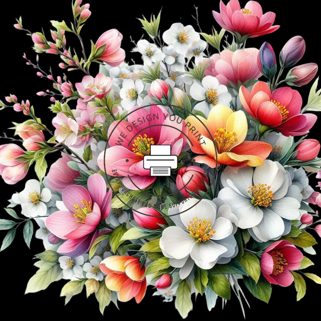 10 Spring Flower Clip Art Set, High Quality 300 DPI PNG Transparent ...