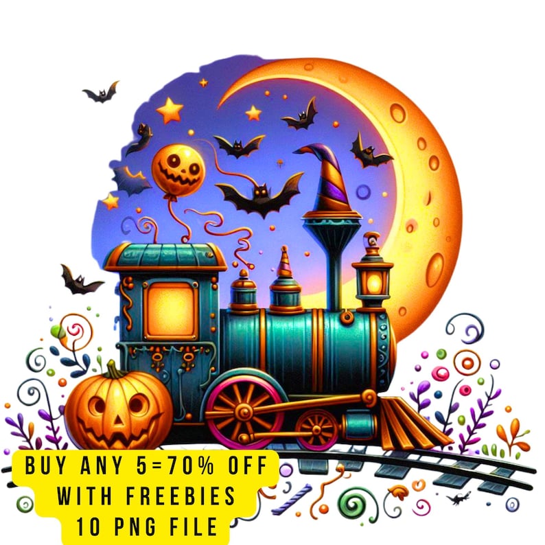 10 Haunted Halloween Train Clipart PNG, Spooky Ghost Train With ...