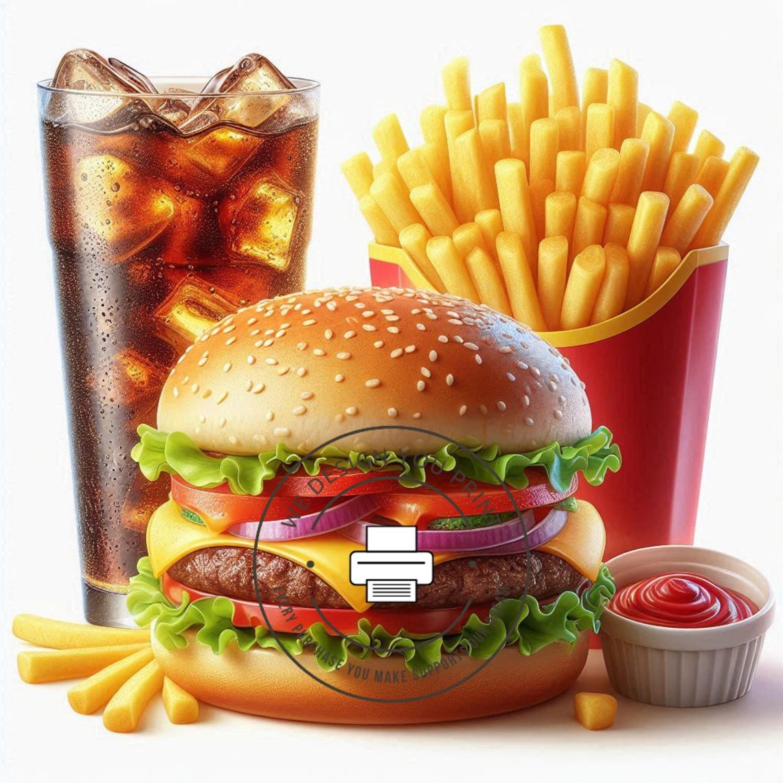 10 Fast Food Clipart Set PNG, Burger Fries and Soda Clipart, Food ...