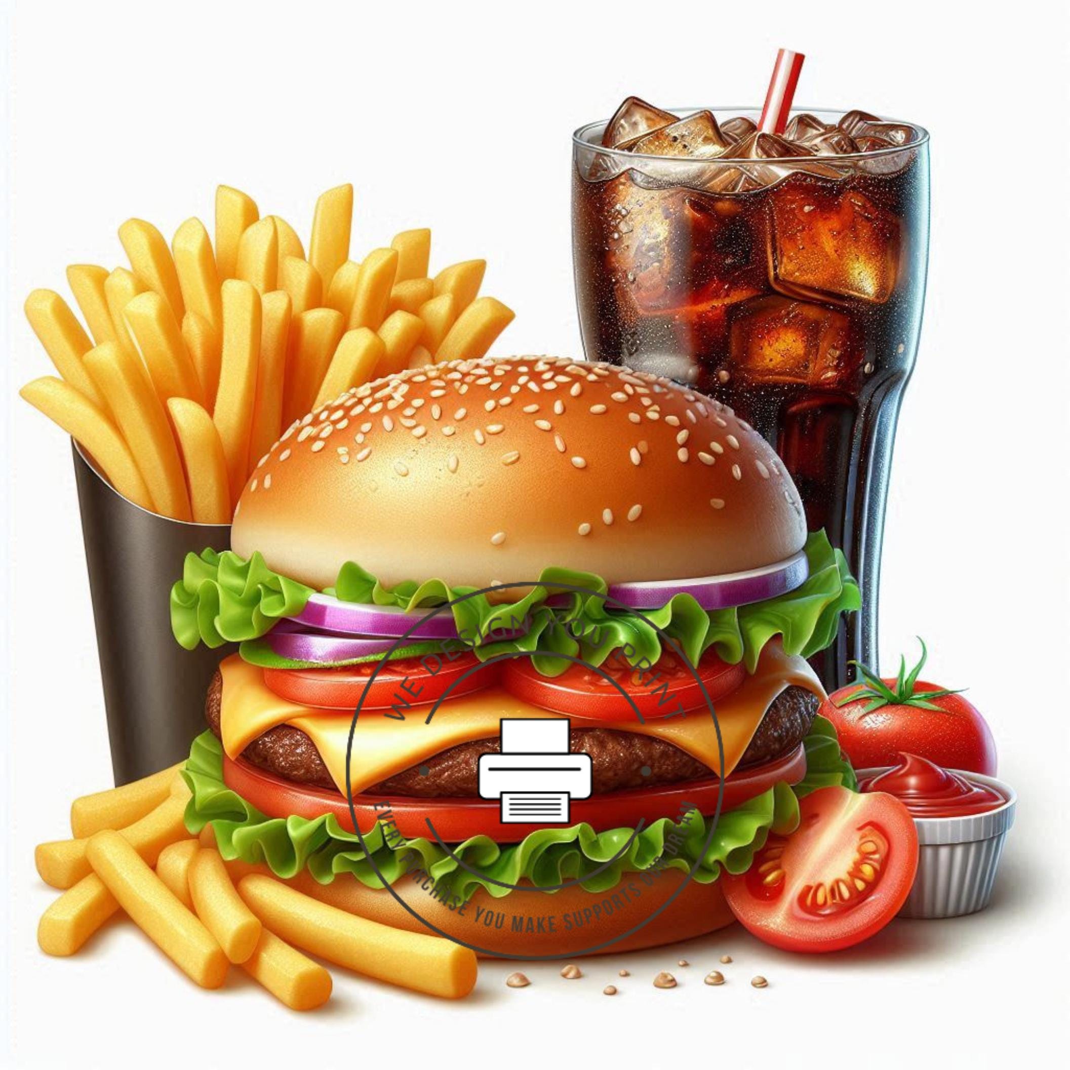 10 Fast Food Clipart Set PNG, Burger Fries and Soda Clipart, Food ...