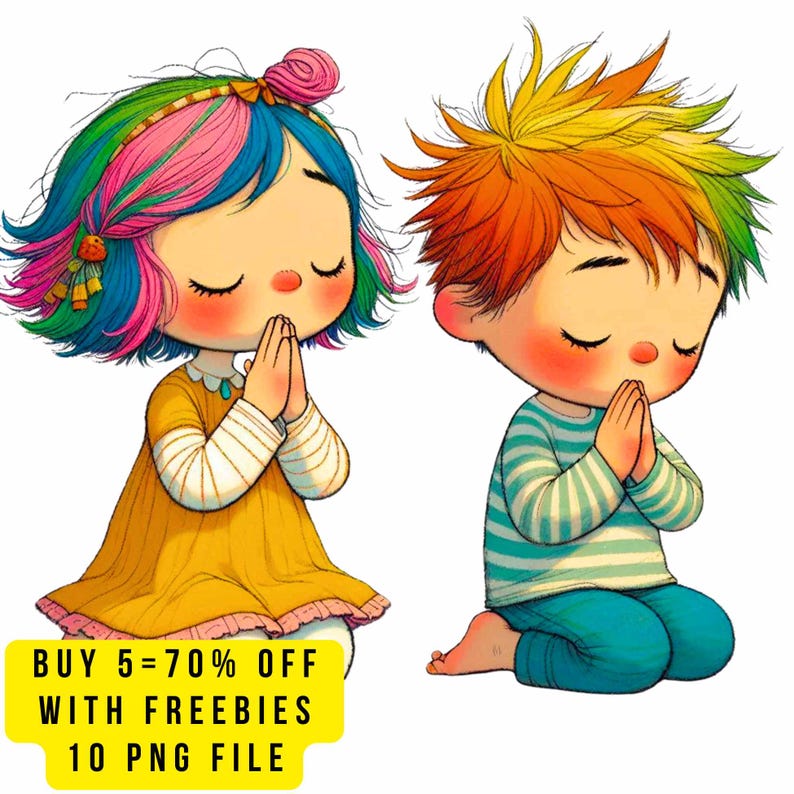 10 Praying Kids PNG Transparent Clipart, Boy and Girl Kneeling in ...