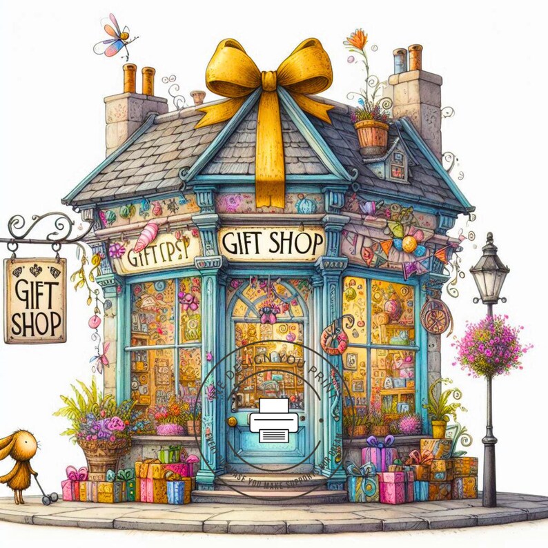 10 Whimsical Gift Shop Clipart, High Quality 300 DPI JPG White ...