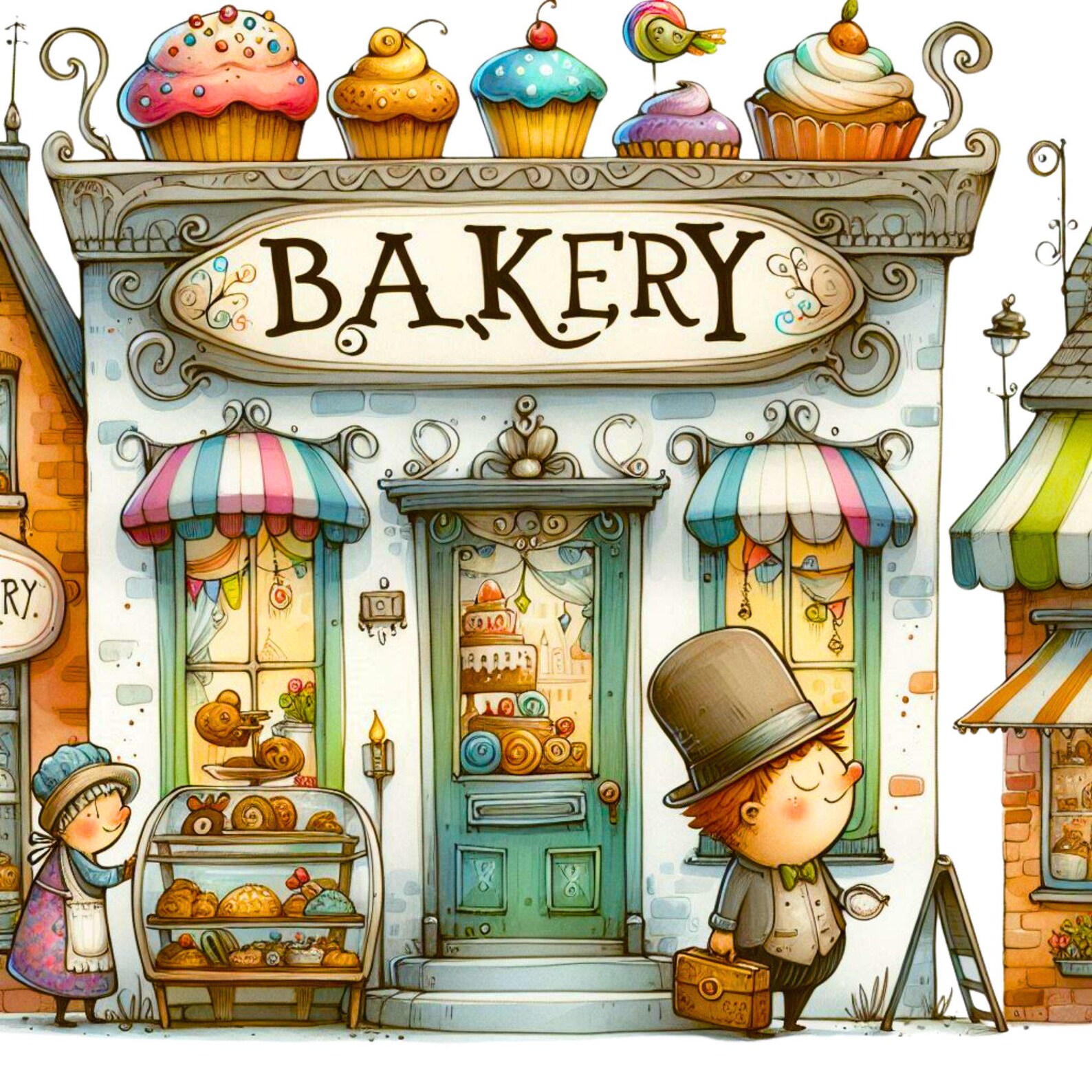 10 Colorful Bakery Storefront Clipart PNG Transparent, Cute Cafe Bakery ...