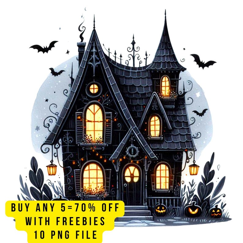10 Haunted House Halloween PNG Clipart, Black House Spooky Gothic ...