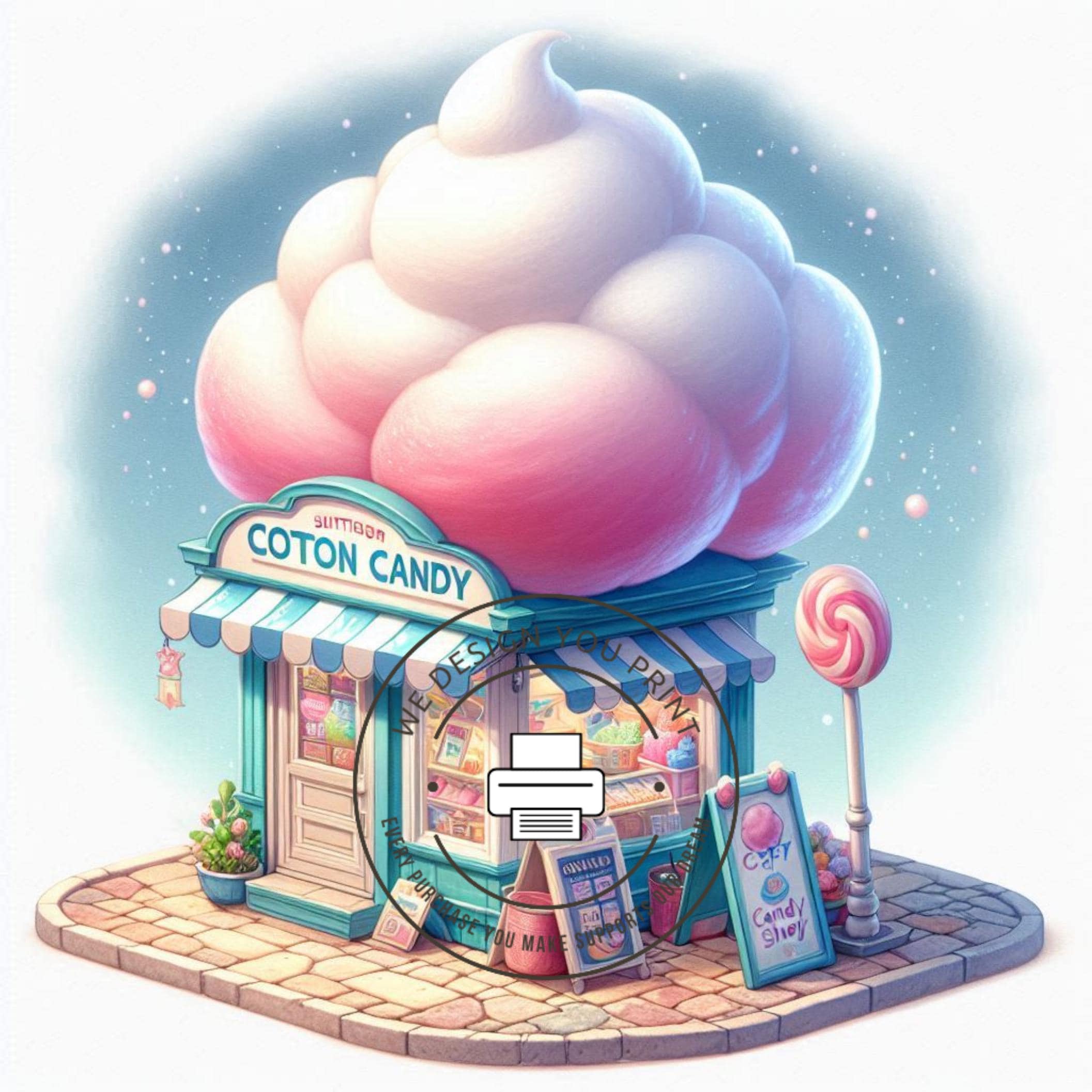 10 Cotton Candy Shop Clipart JPG, Cute Candy Store, Pastel Candyland ...
