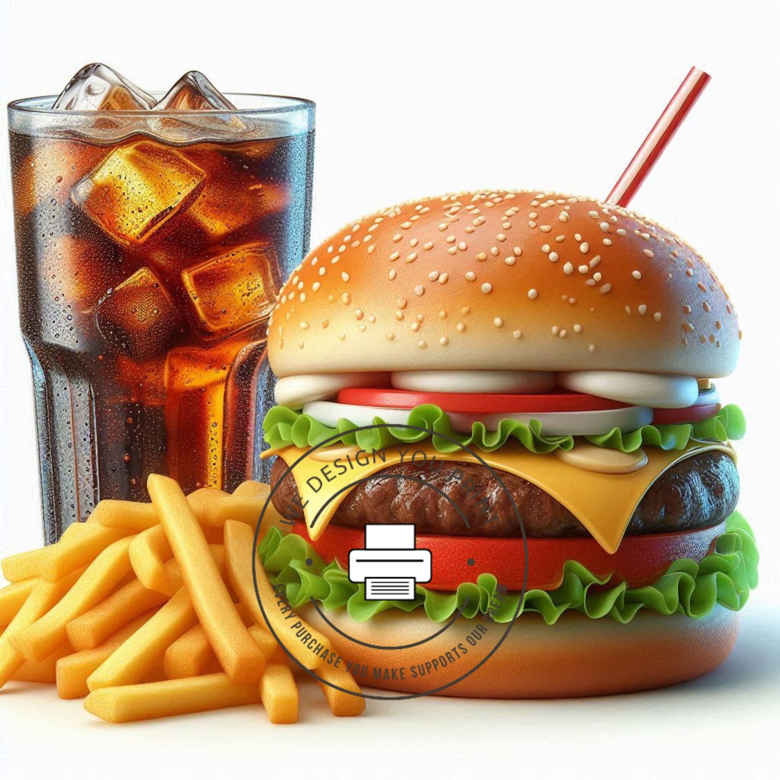 10 Fast Food Clipart Set PNG, Burger Fries and Soda Clipart, Food ...
