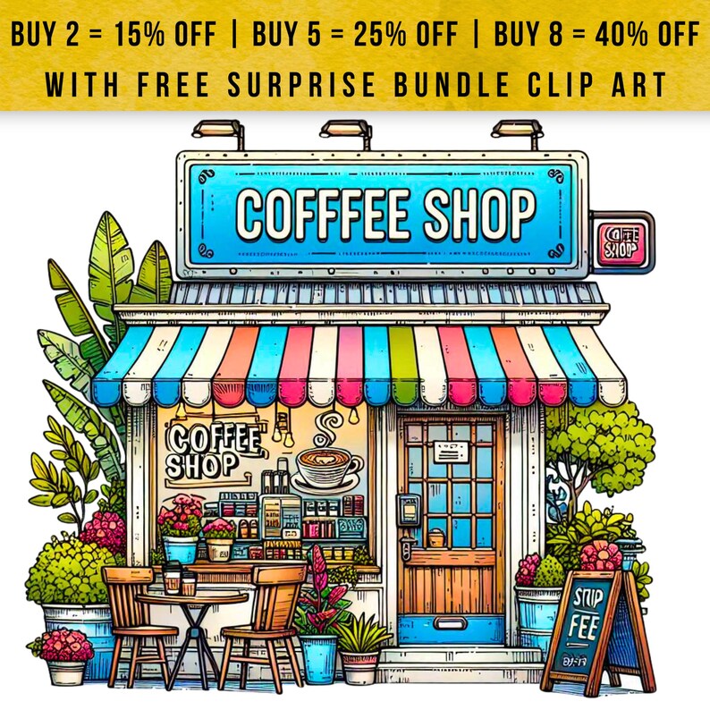 10 Coffee Shop Clipart Bundle PNG Transparent Background, Cafe ...