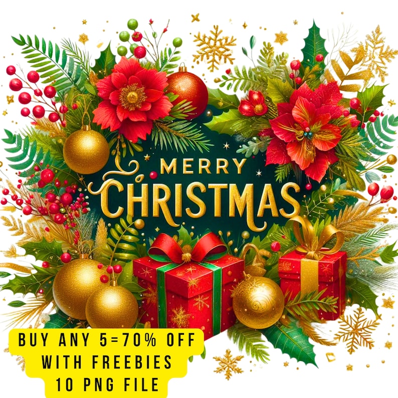 10 Merry Christmas Red Decoration Clipart PNG, Christmas Holiday Season ...