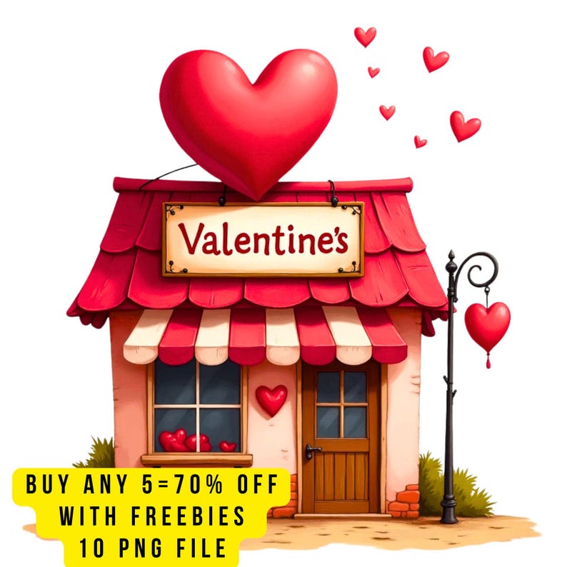 10 Valentine Shop Clipart PNG, Cute Love Store Illustration, Romantic ...