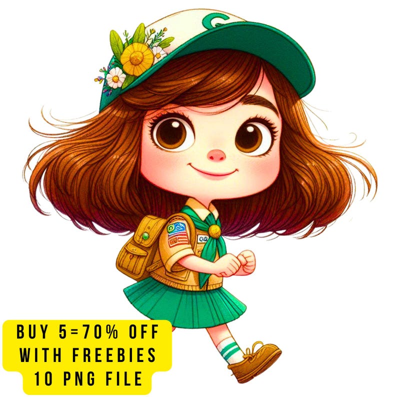 10 Cute Cartoon Girl Scouts Clipart PNG Transparent, Scout Girl in ...