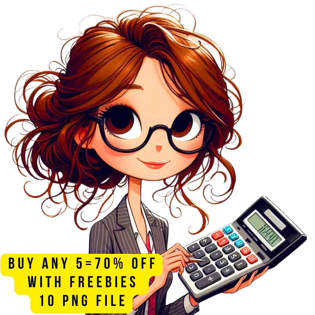 10 Cute Accountant Girl Clipart PNG, Teacher Office Planner Clip Art ...