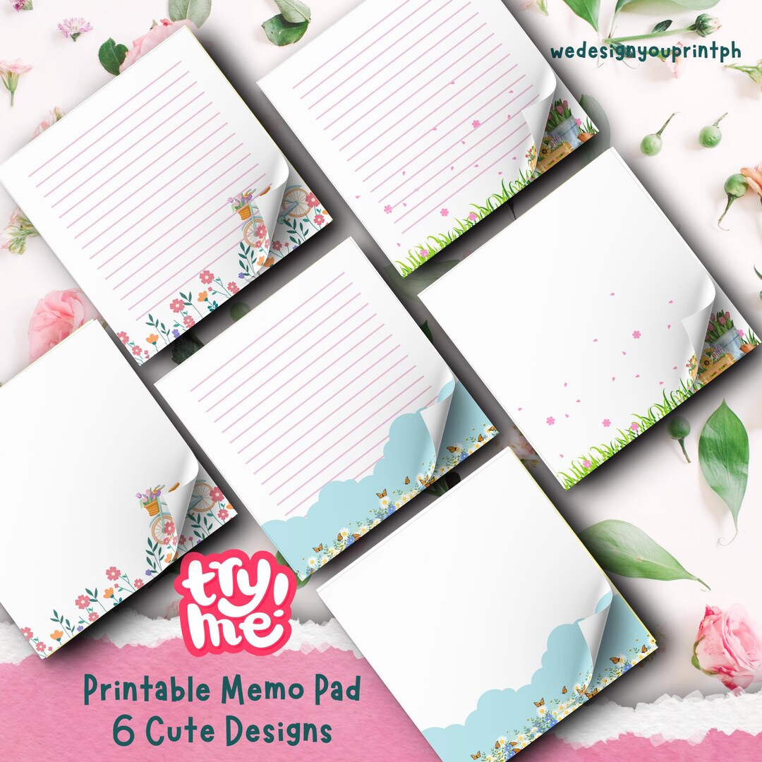 Floral Instant Download Printable Memo Pad Set | Pink Printable Notepad ...