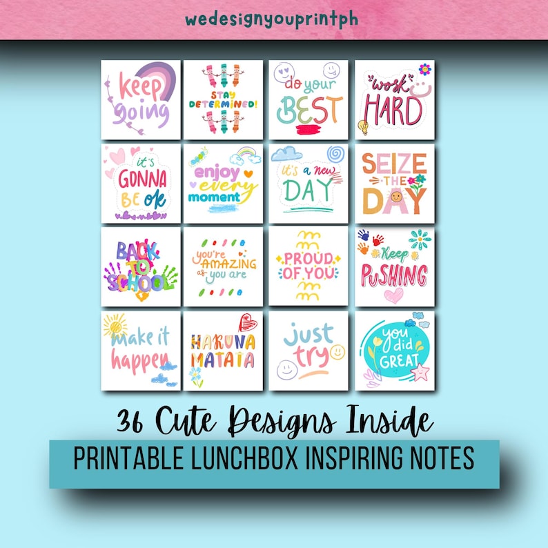 Printable Lunchbox Notes, Instant Download Notes, Lunchbox Cards for ...