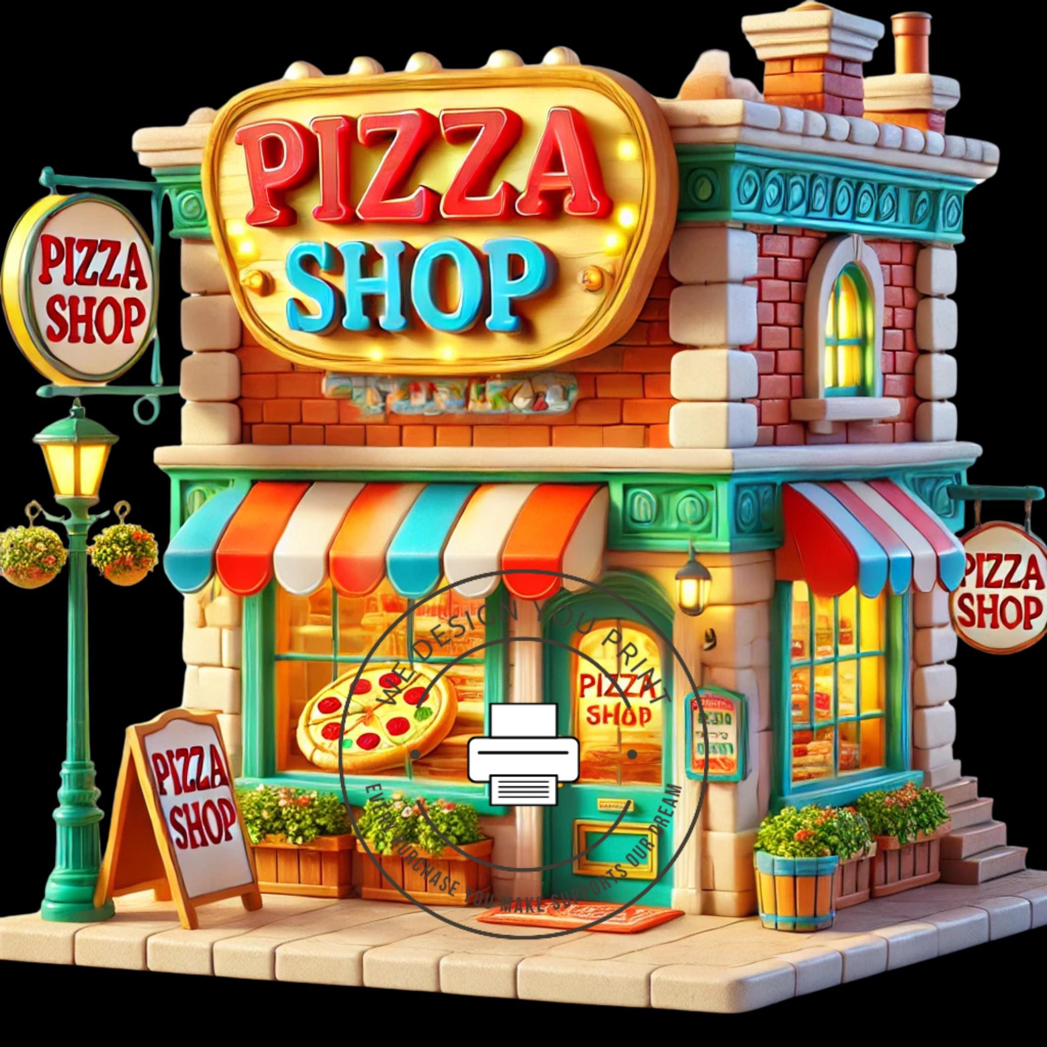 10 Vintage Pizza Shop Clipart PNG, Retro Pizza Store Illustration ...