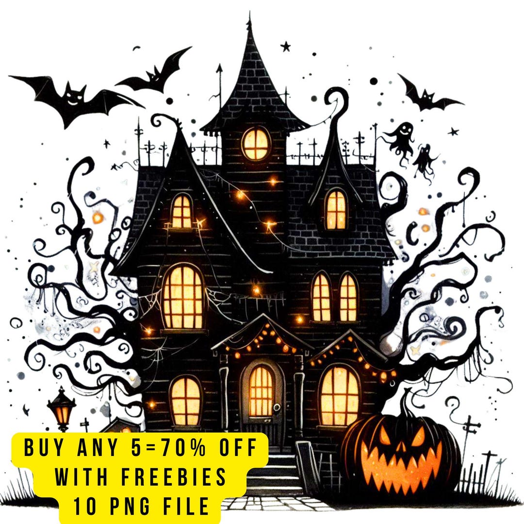 10 Haunted House Halloween PNG Clipart, Black House Spooky Gothic ...