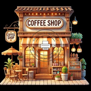 10 Coffee Shop Clip Art Set, High Quality 300 DPI PNG Transparent ...