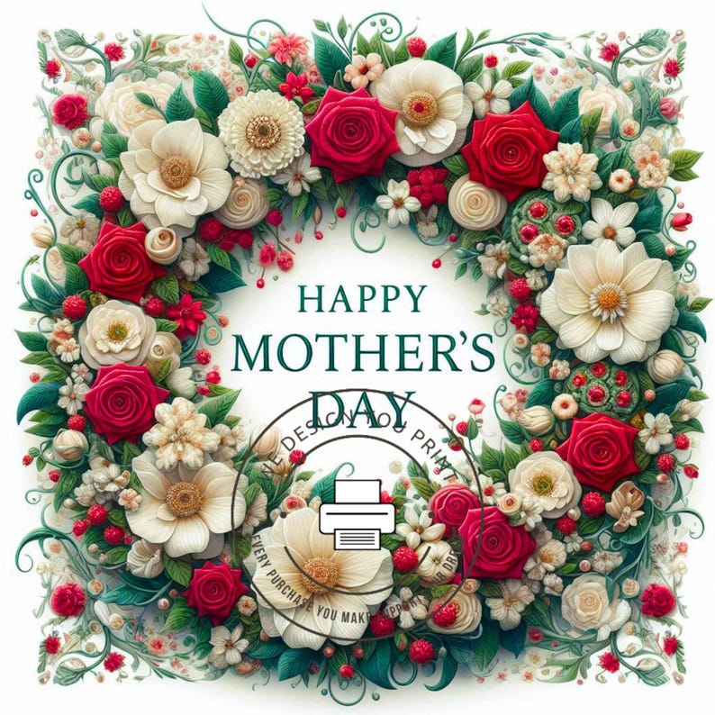 10 Mothers Day Floral Wreath Clipart JPG | Happy Mothers Day PNG ...