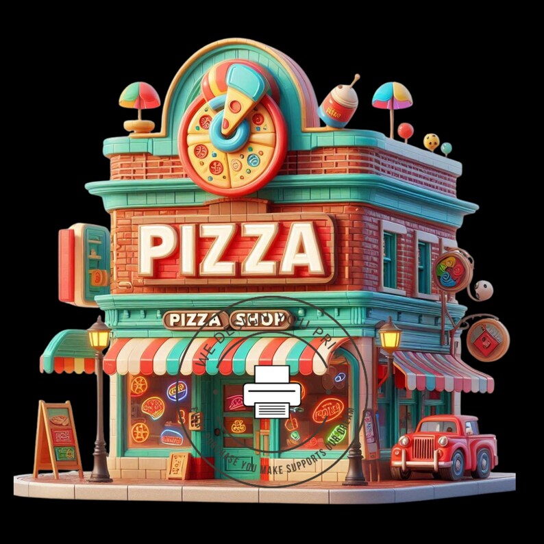 10 Vintage Pizza Shop Clipart PNG, Retro Pizza Store Clip Art, Pizza ...