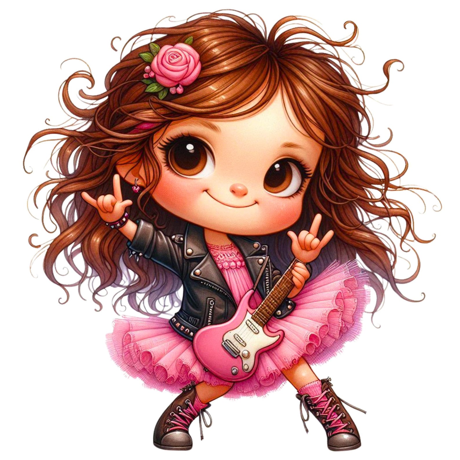 Rockstar Quirky Girl Clip Art PNG Transparent, Clip Art Set Cute Music ...