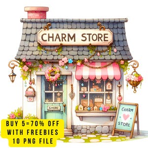 10 Cute Charm Store PNG Transparent Clipart, Whimsical Cottage Charm ...