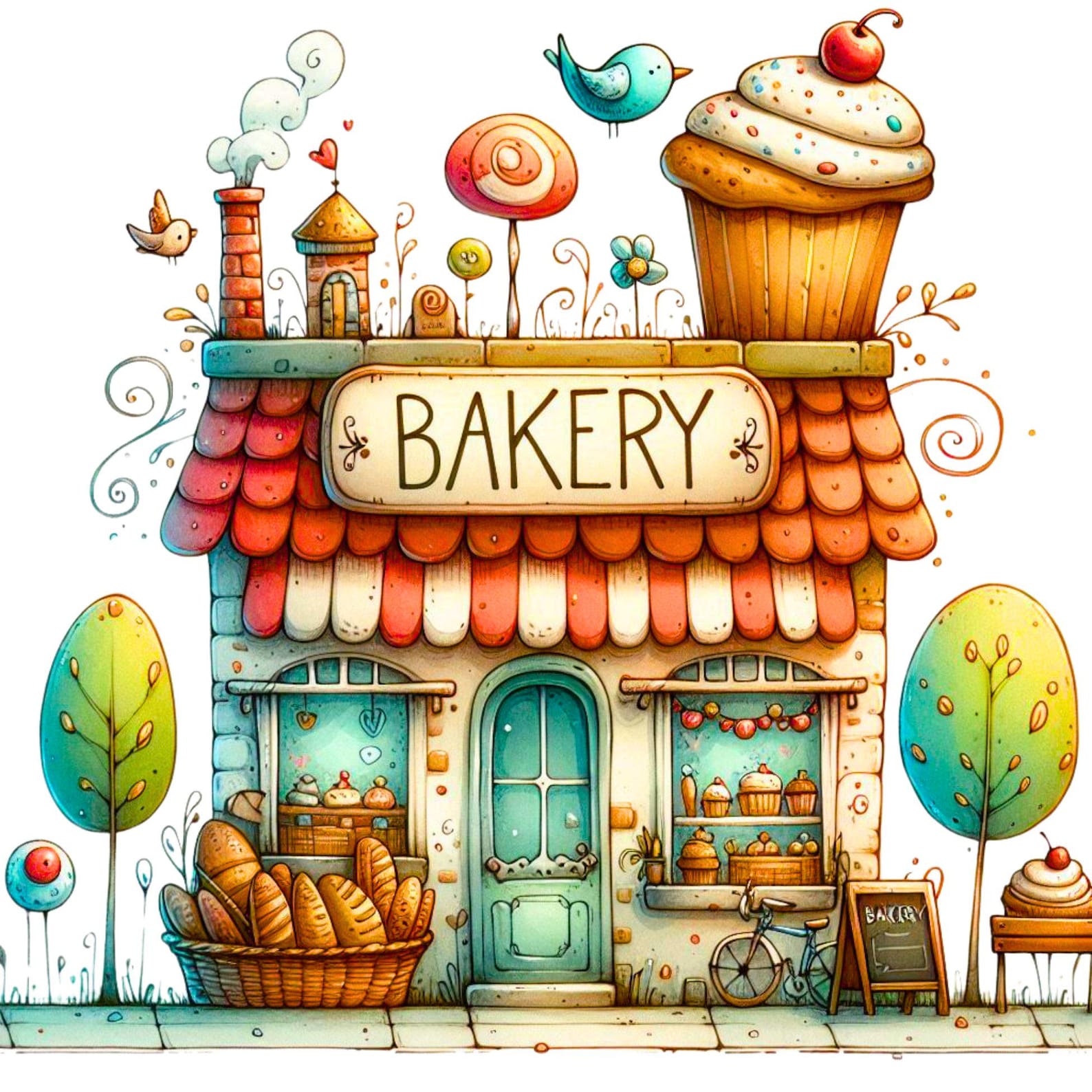 10 Colorful Bakery Storefront Clipart PNG Transparent, Cute Cafe Bakery ...