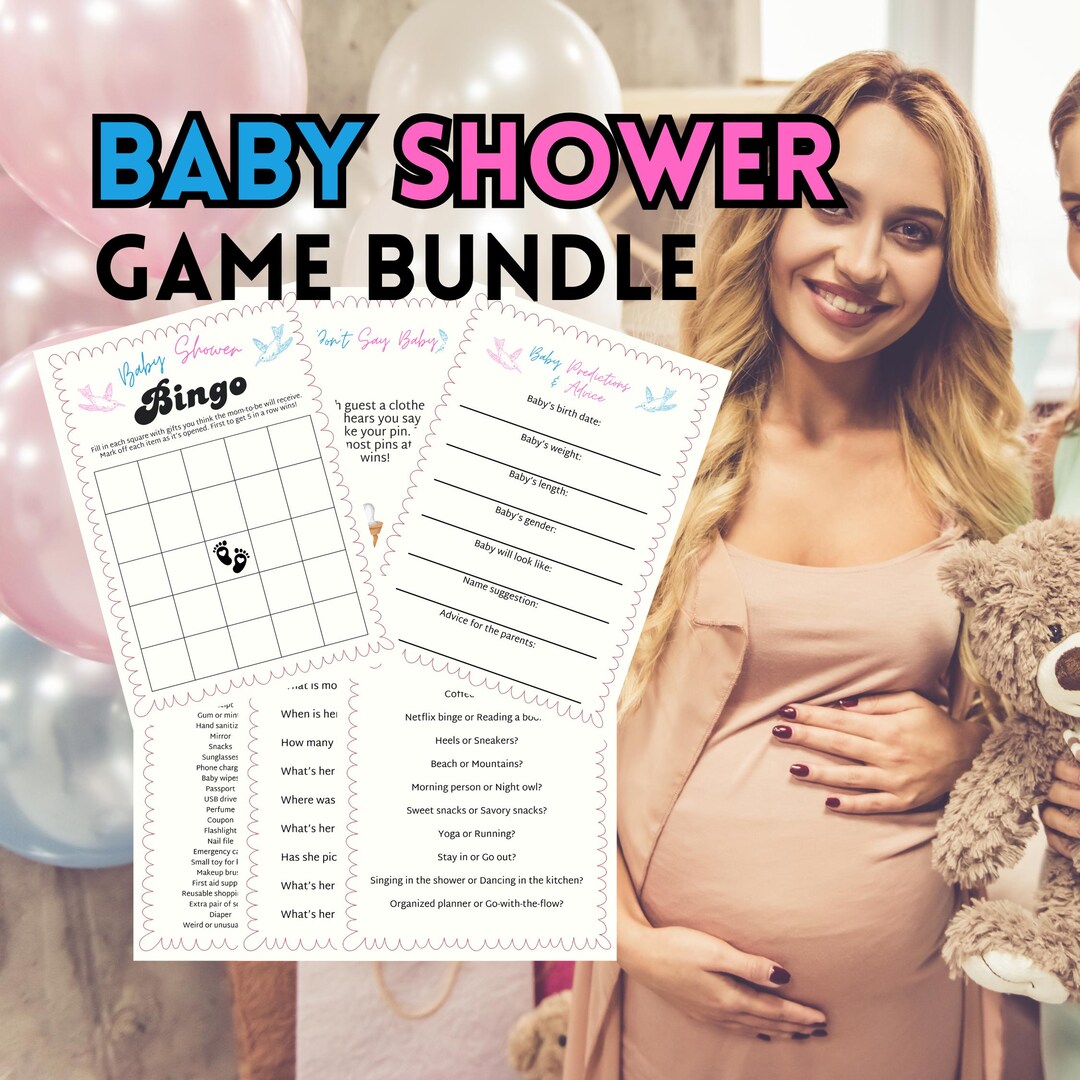 Baby Shower Game Bundle: 10 Printable Activities (instant Download, 5x7 ...