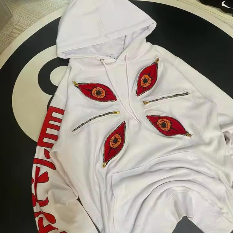 Anime Kokushibo Multi Zipper Hoodies, Anime Demon Hoodies, Gift for ...