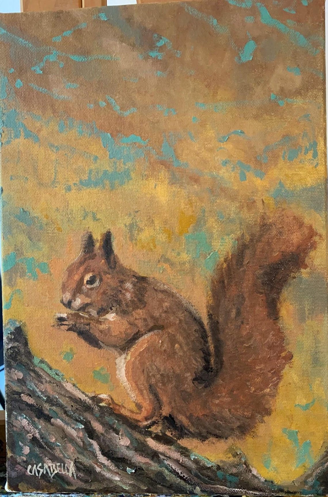 Squirrel on a Tree Original Oil Painting - Wildlife Art - Nature Wall ...